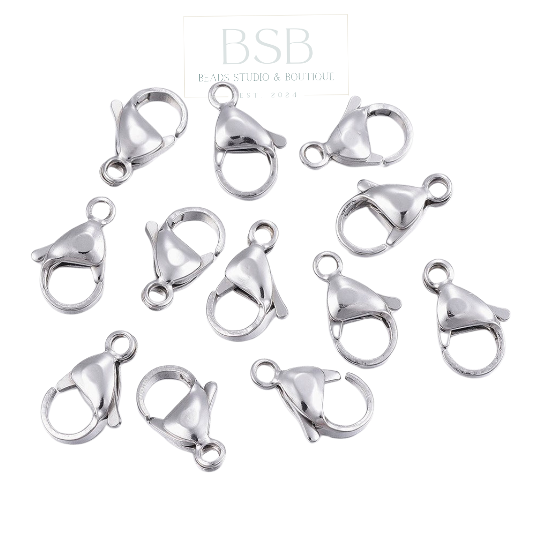 Stainless Steel 10mm Lobster Clasps (6pcs) | Beads Studio & Boutique