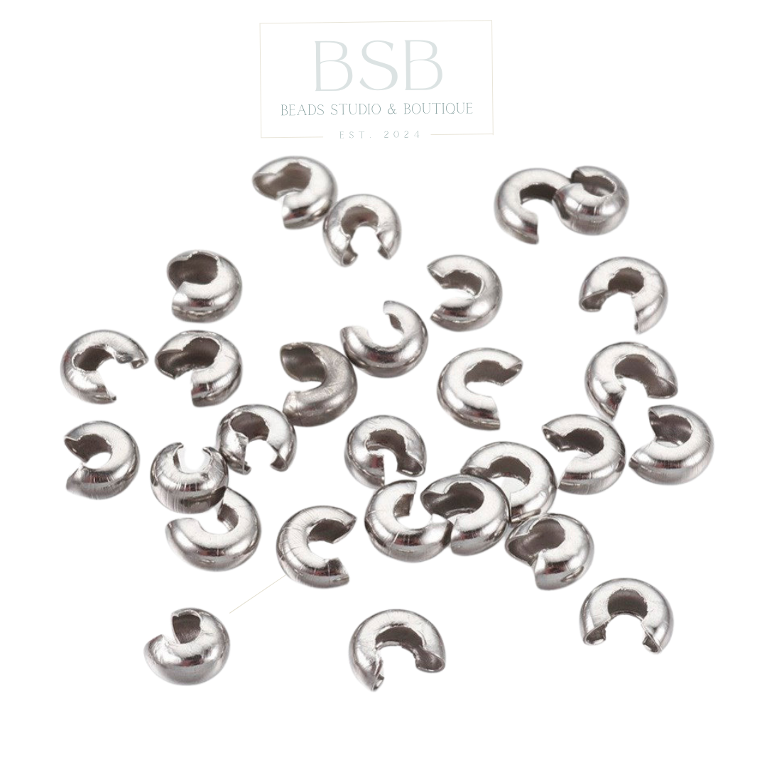 Stainless Steel Crimp Cover Beads (10pcs) | Beads Studio & Boutique